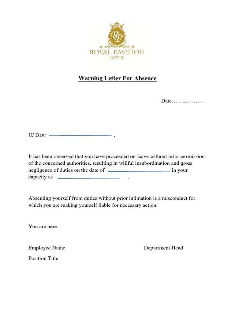 Warning Letter For Absence | PDF