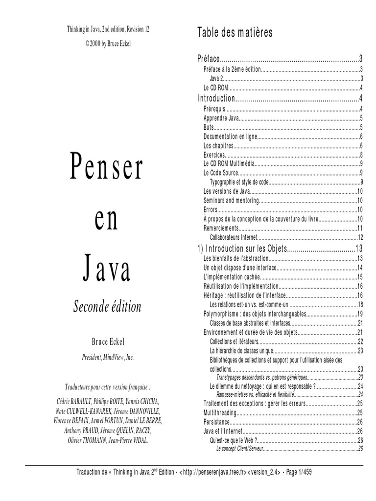 Penser en Java (Version 2.4) PDF | PDF | Java (Langage de programmation ...