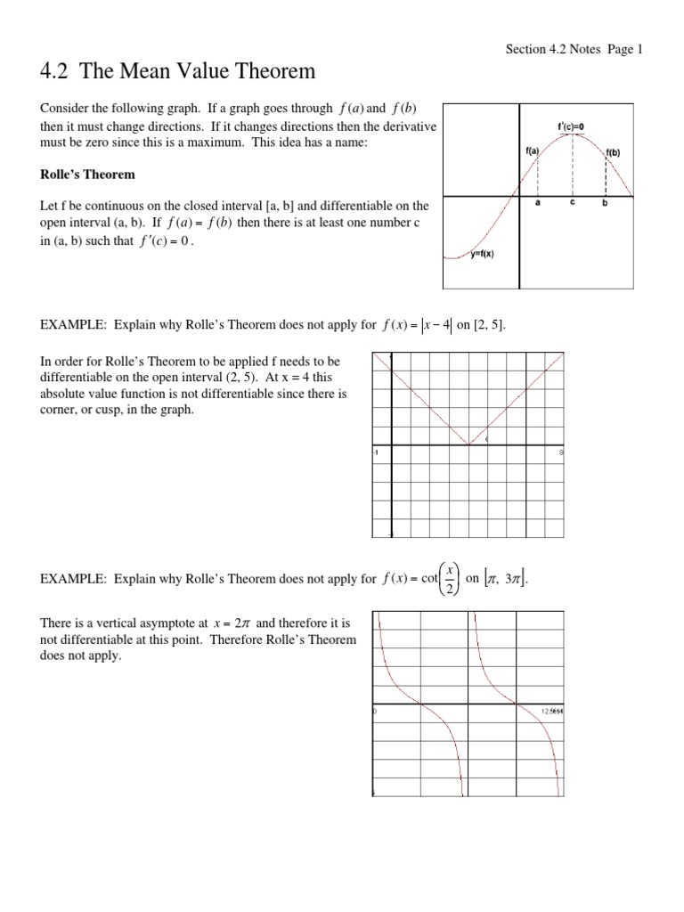 4.2 The Mean Value Theorem | PDF | Trigonometric Functions | Derivative