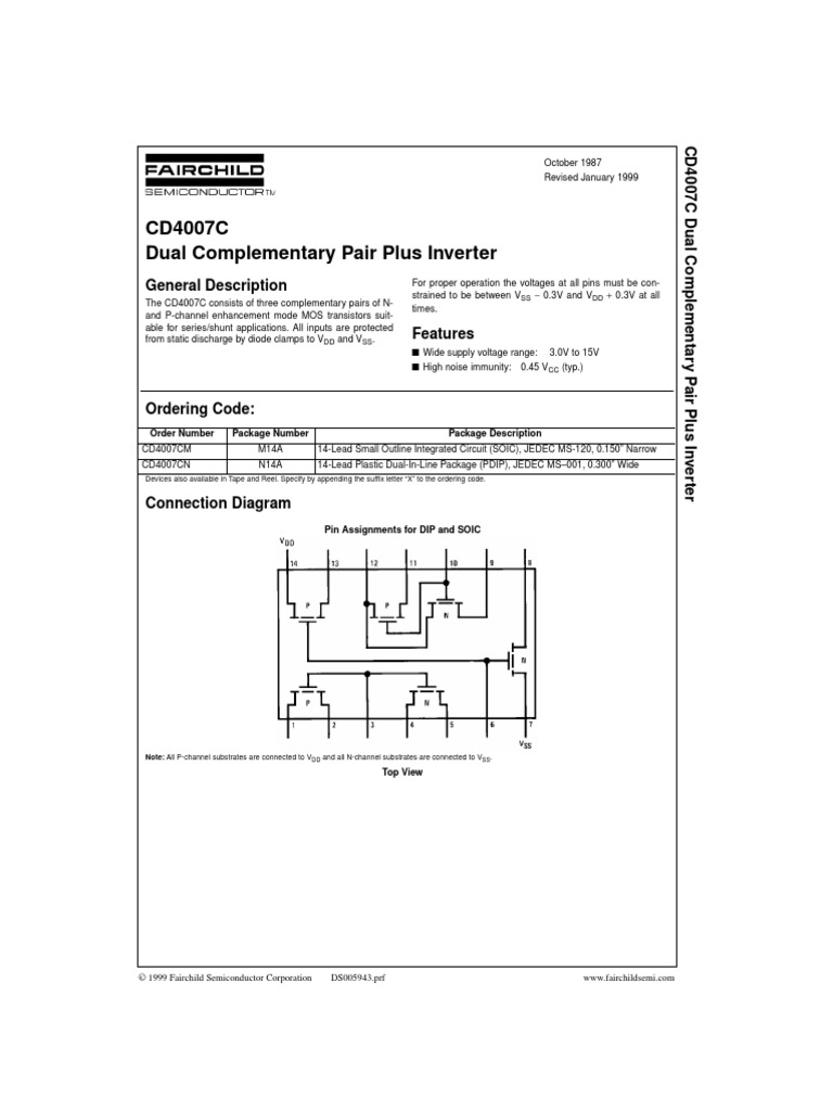 CD 4007 Datasheet PDF | PDF | Power Inverter | Electronic Engineering