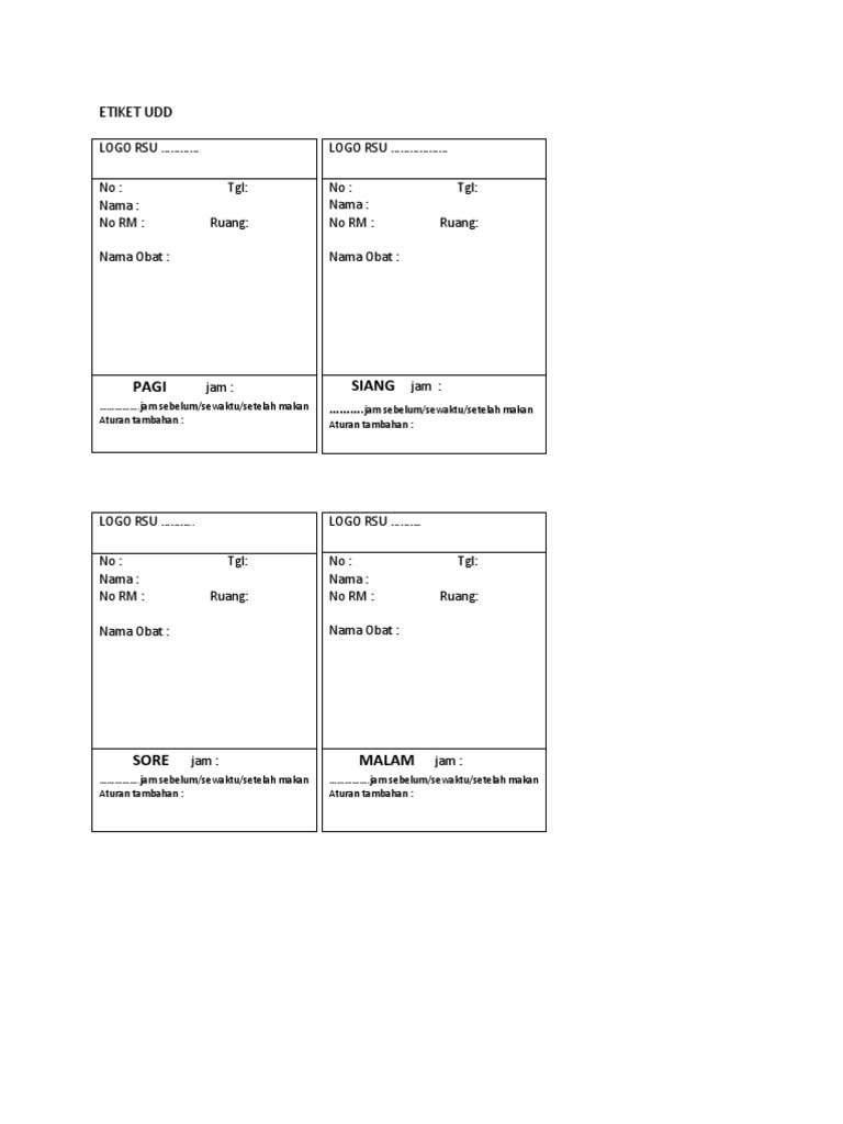 ETIKET Obat Unit Dose Dispensing Di Rumah Sakit | PDF