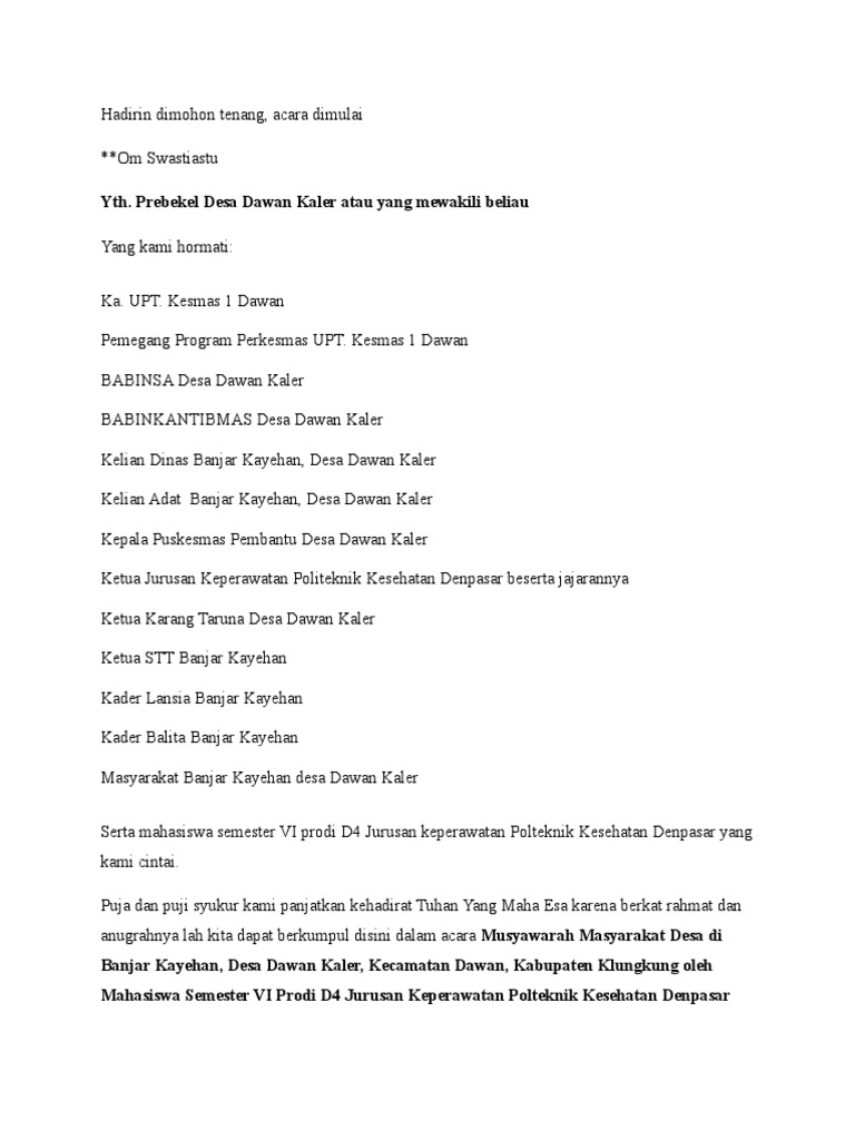 Text MC MMD Sukses Dawan | PDF | Kesehatan Holistik | Sains & Matematika