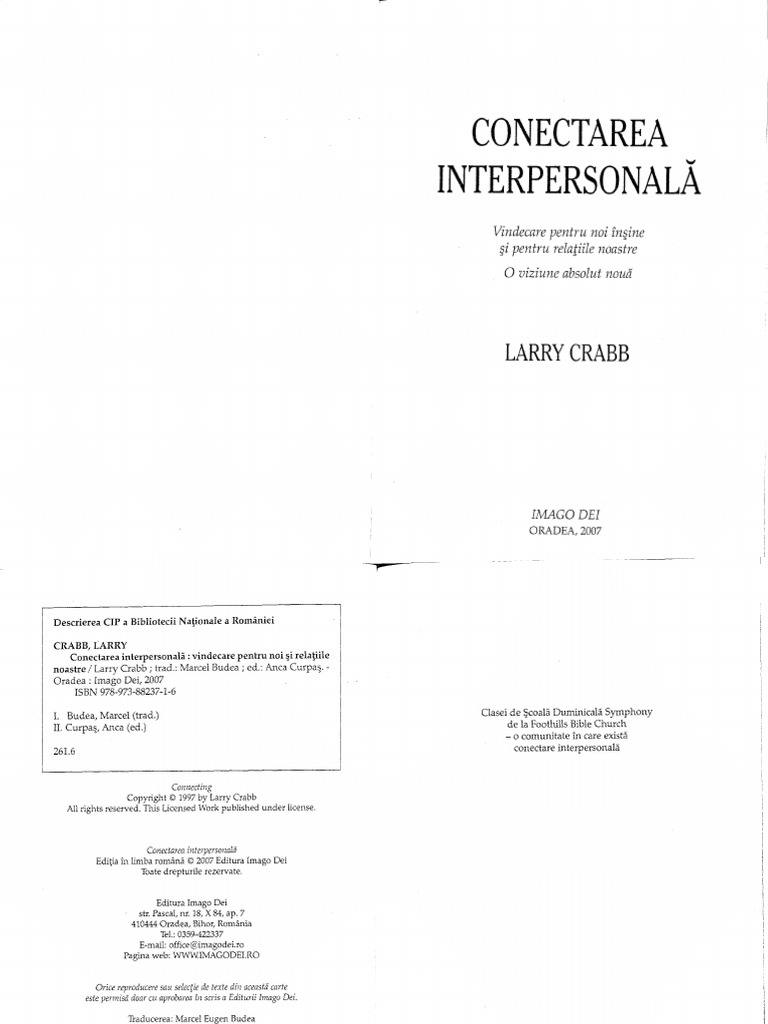 Larry Crabb Conectarea Interpersonala PDF | PDF