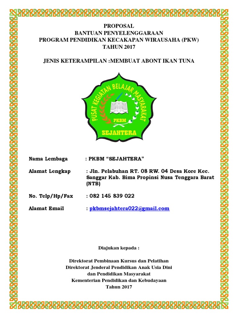 Proposal PKW 2017 Mentari Timur | PDF