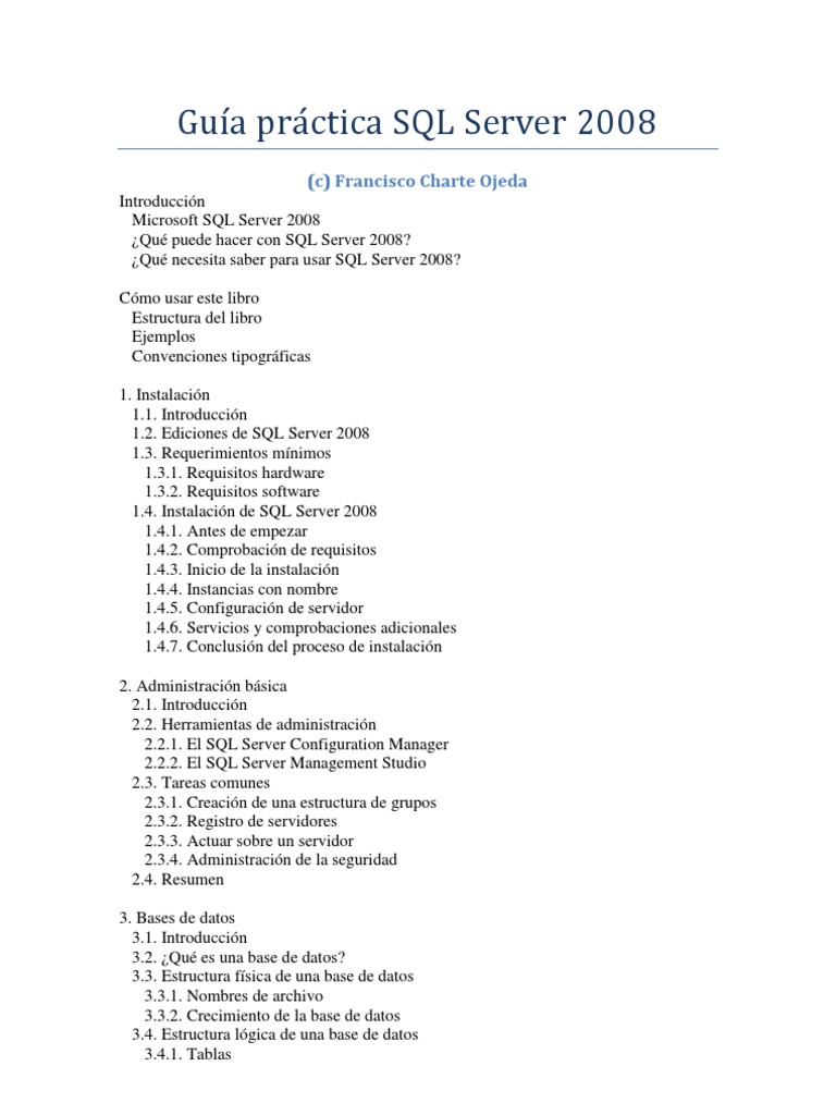 Guia Practica SQL Server 2008 Charte Francisco | PDF | Servidor SQL de ...