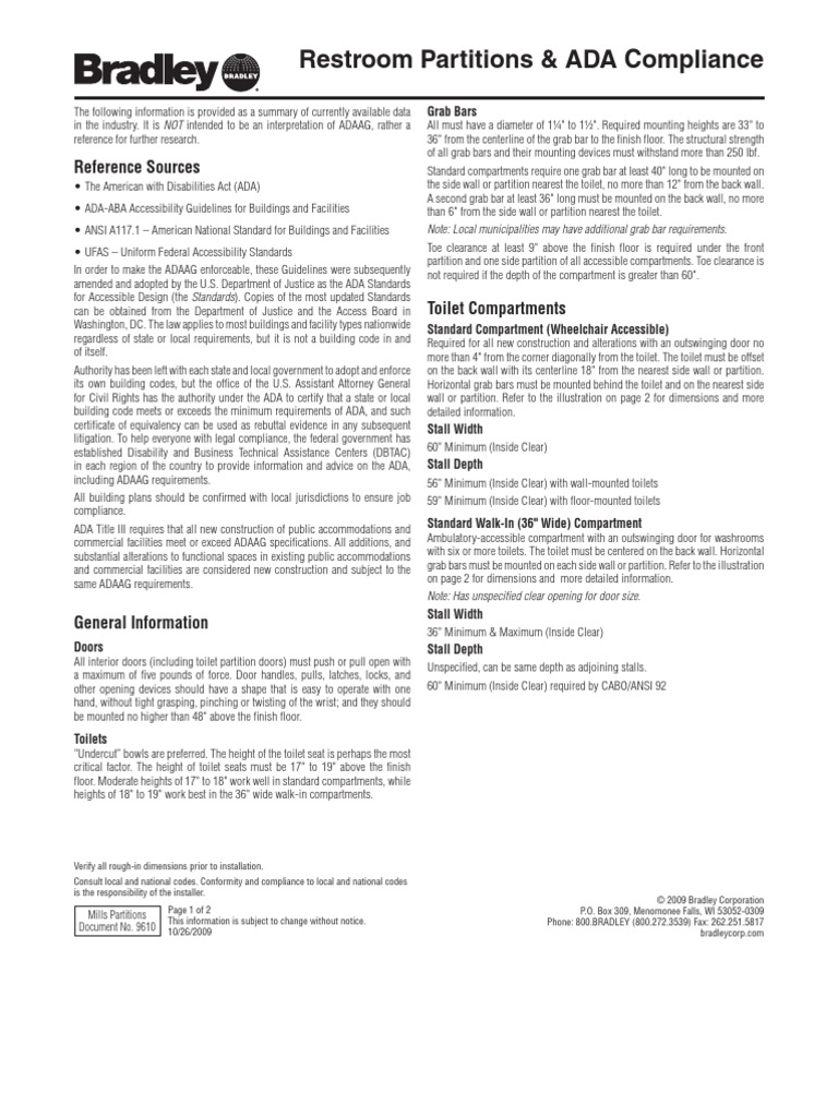 ADA-restroom Guideline | PDF | Americans With Disabilities Act Of 1990 ...