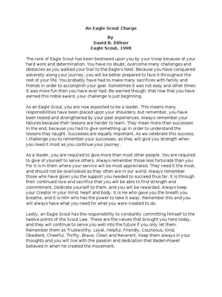 An Eagle Scout Charge | PDF | Self-Improvement
