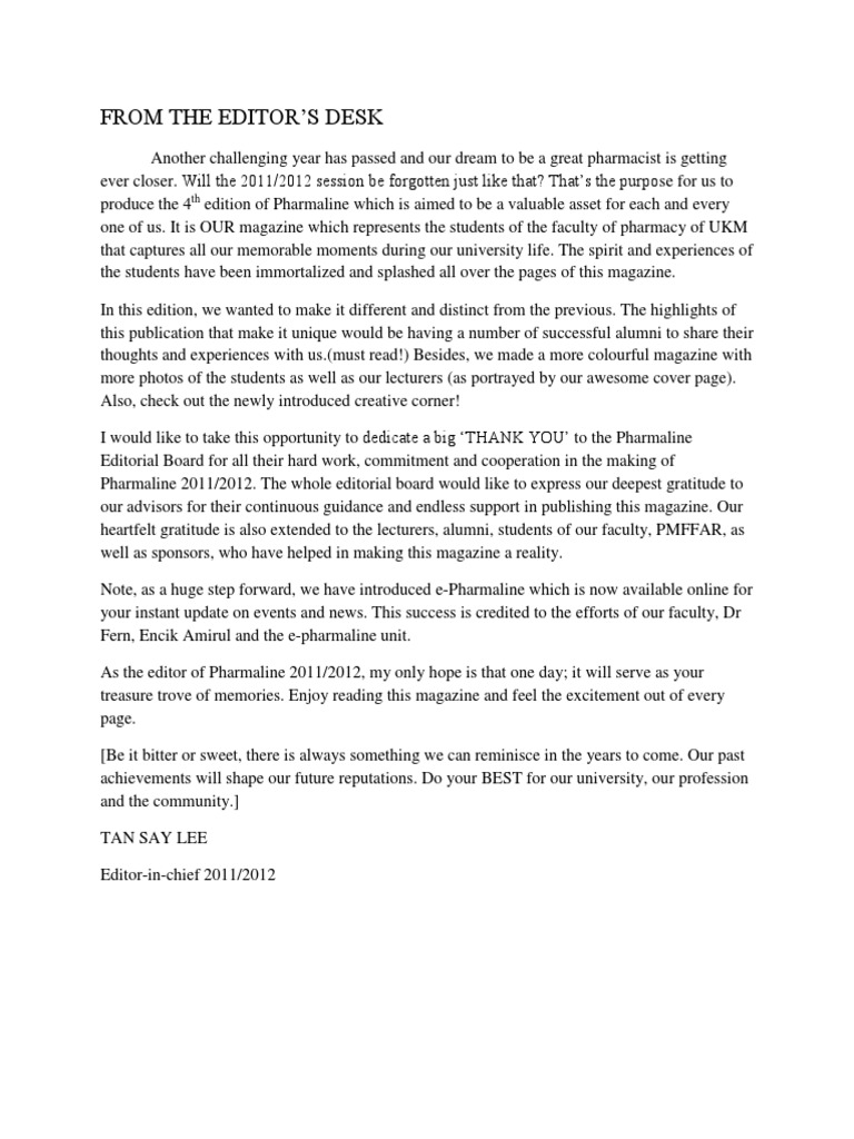 University Magazine Editor Notes | PDF