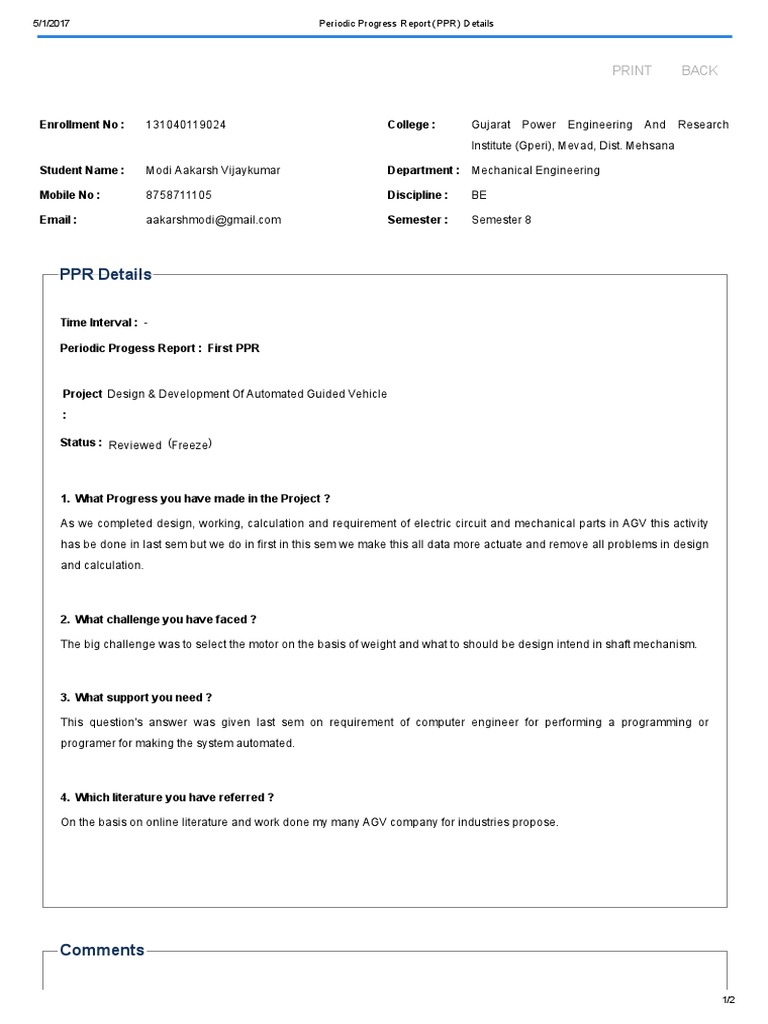 Periodic Progress Report (PPR) Details 1 | Computing | Computers
