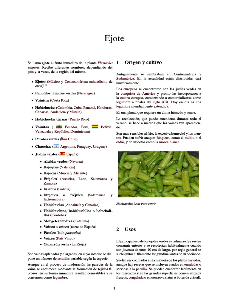 Ejote | PDF | Judías verdes | Vegetales