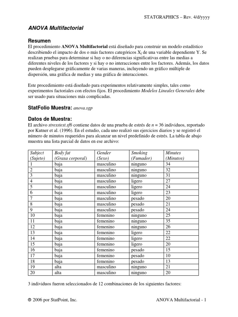 ANOVA Multifactorial PDF | PDF