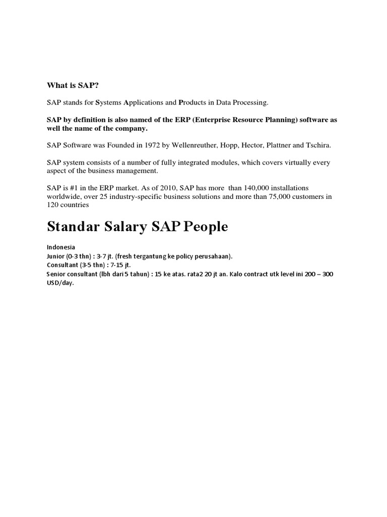 Standar Salary SAP People | PDF