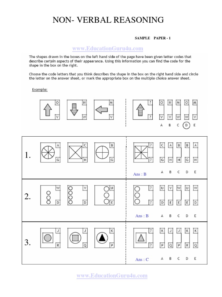 Non Verbal Reasoning Paper 1 | PDF