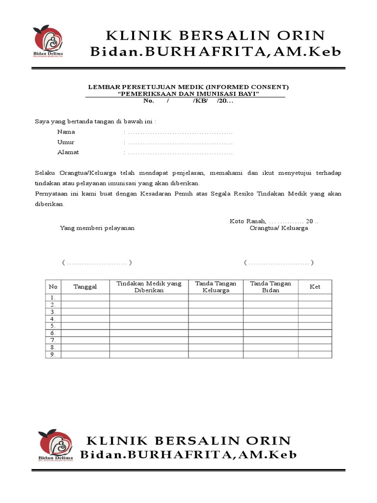 BIDAN - DELIMA Informed Consent | PDF