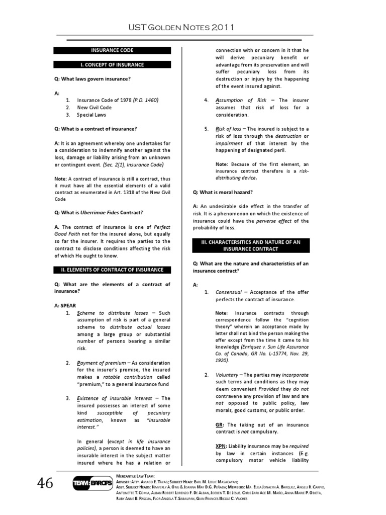 UST Notes - Insurance PDF | PDF