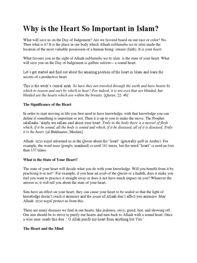 Why Is The Heart So Important in Islam | PDF | Monotheism | Islamic ...