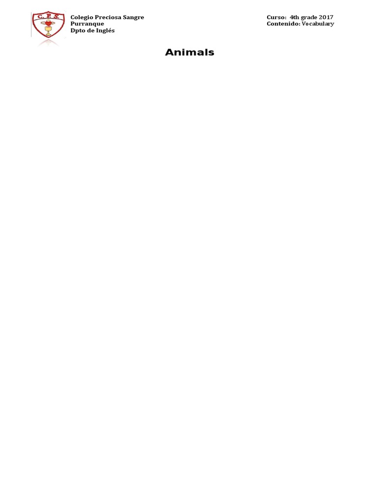 Handout Animals 4th Grade 2017 | PDF | Organisms | Nature