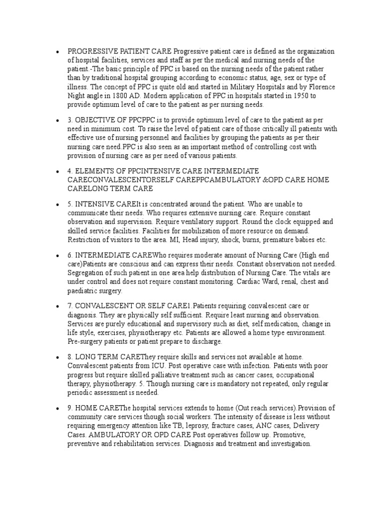 Progressive Patient Care | PDF | Nursing | Hospital