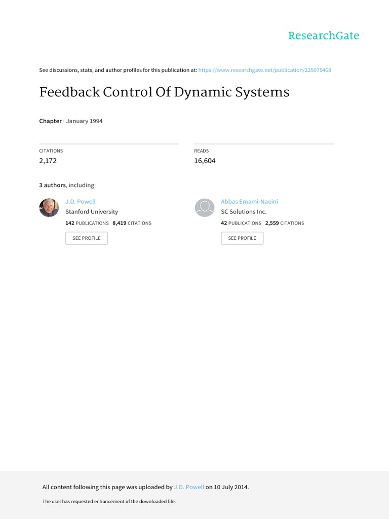 Feedback Control of Dynamic Systems | PDF | Control Theory | Systems Theory