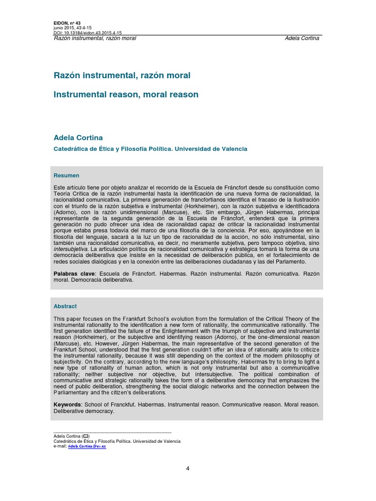 Razón Instrumental Razón Moral | PDF | Razón | Immanuel Kant