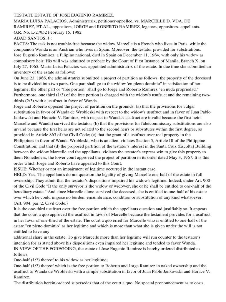 Supreme Court Rules on Partition of Testate Estate | PDF | Inheritance ...