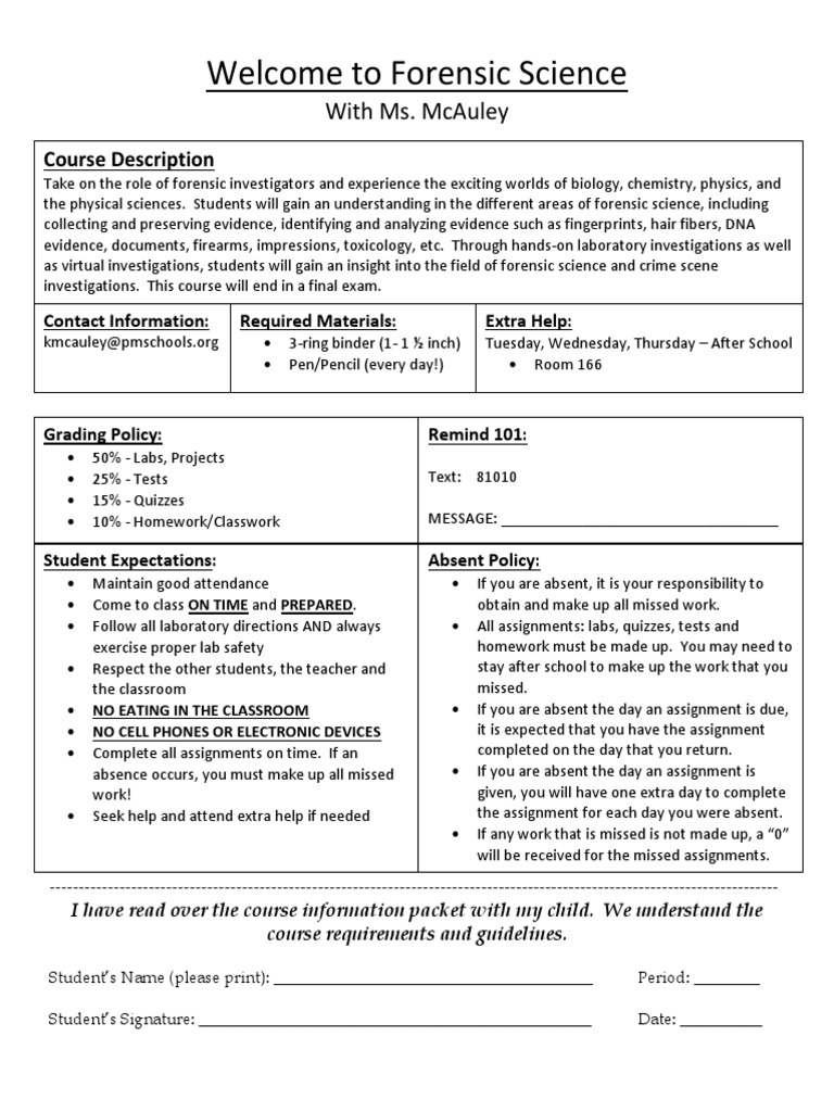 Welcome To Forensic Science | PDF | Homework | Forensic Science