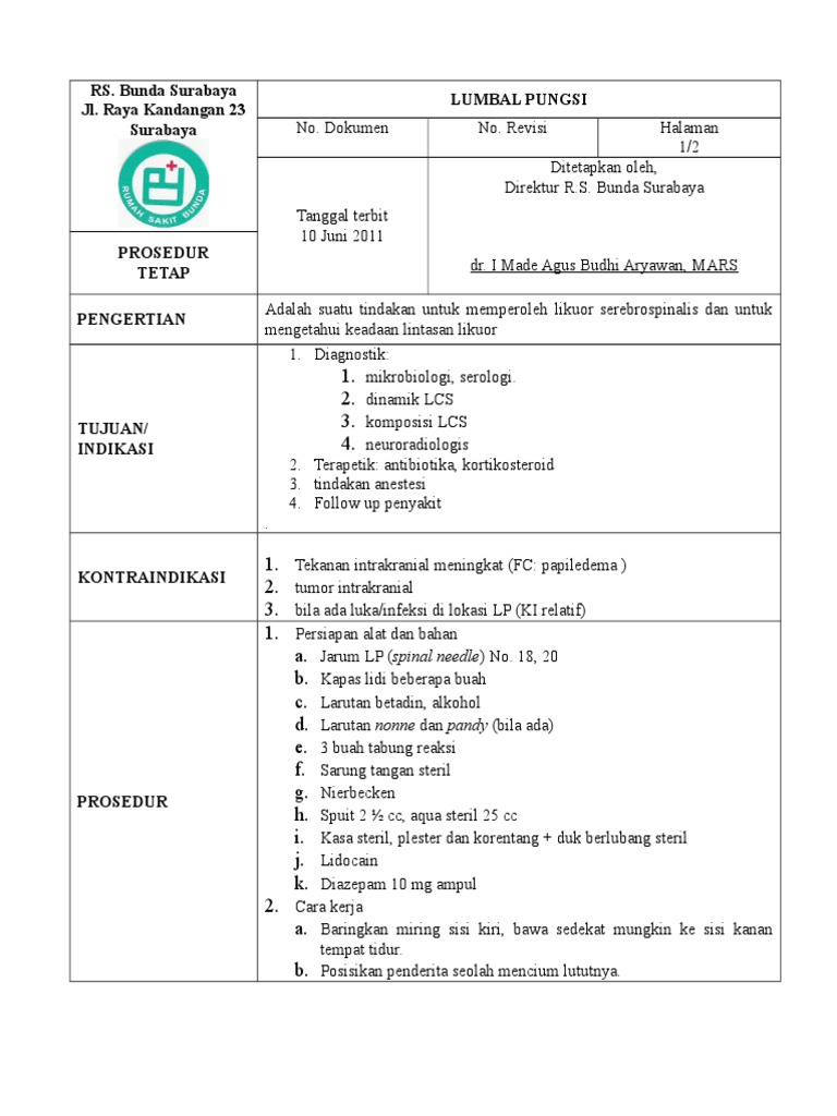 Sop Lumbal Pungsi | PDF