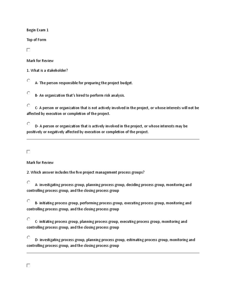PMP Exam-Paper Sabarni | PDF | Project Management | Systems Science