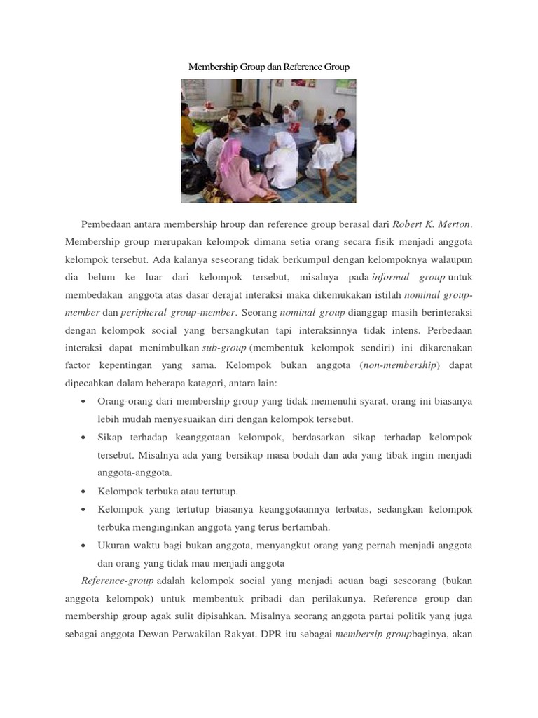Membership Group Dan Reference Group | PDF | Karier & Perkembangan