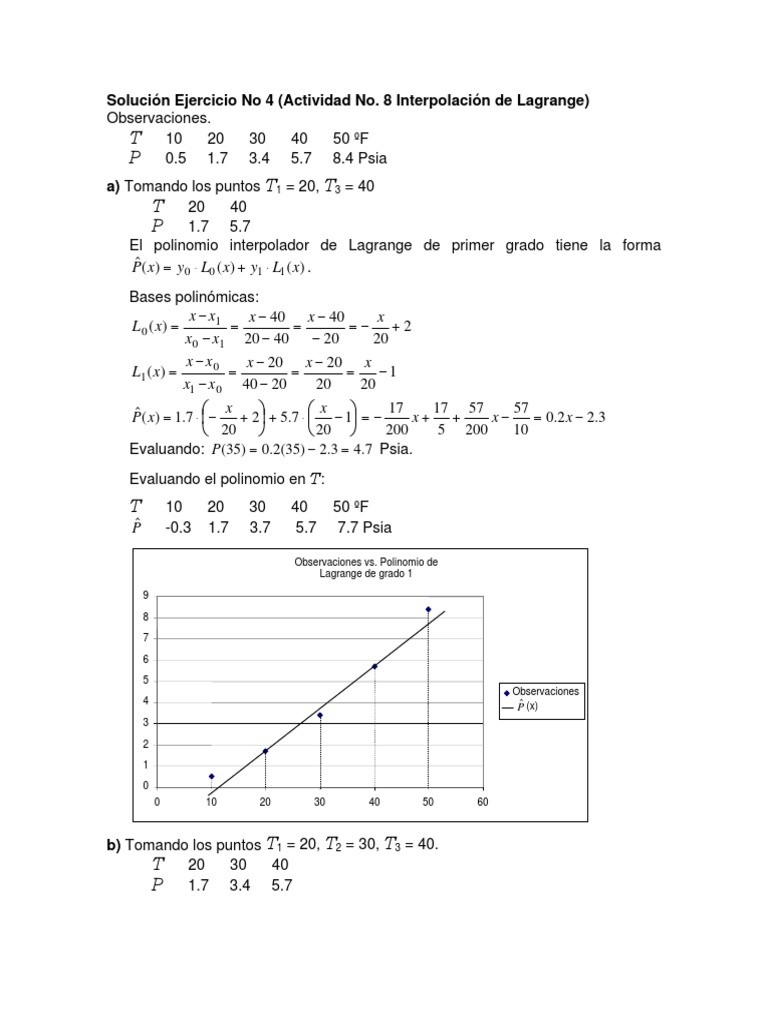 Modelo de Ejercicio de Interpolacion de Lagrange | PDF | Matemáticas Aplicadas | Procesamiento ...