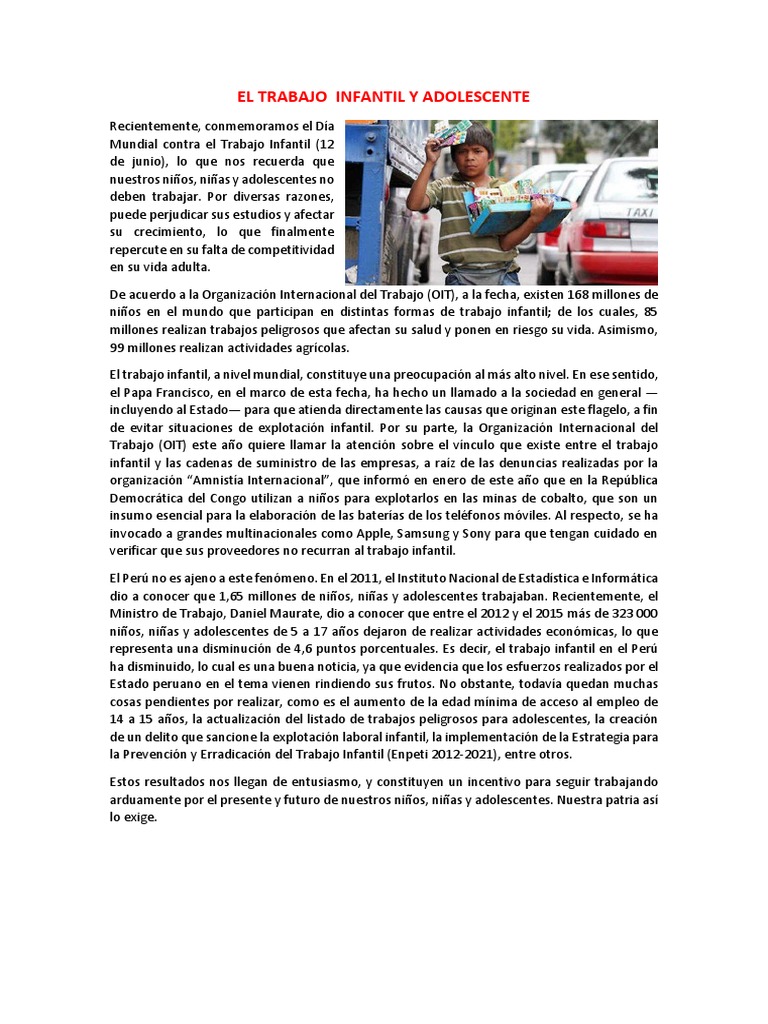 Trabajo Infantil: Realidad y Soluciones | PDF | Trabajo infantil ...