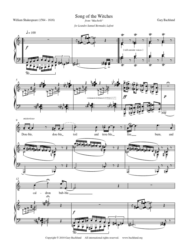 Song of The Witches (Macbeth) - G. Bachlund | PDF