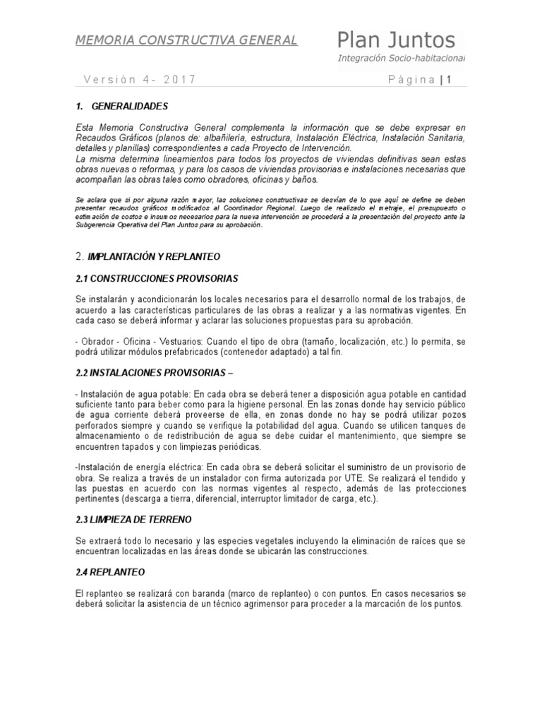 2017.07 - Memoria Constructiva 04-07 | PDF | Fundación (Ingeniería) | Hormigón