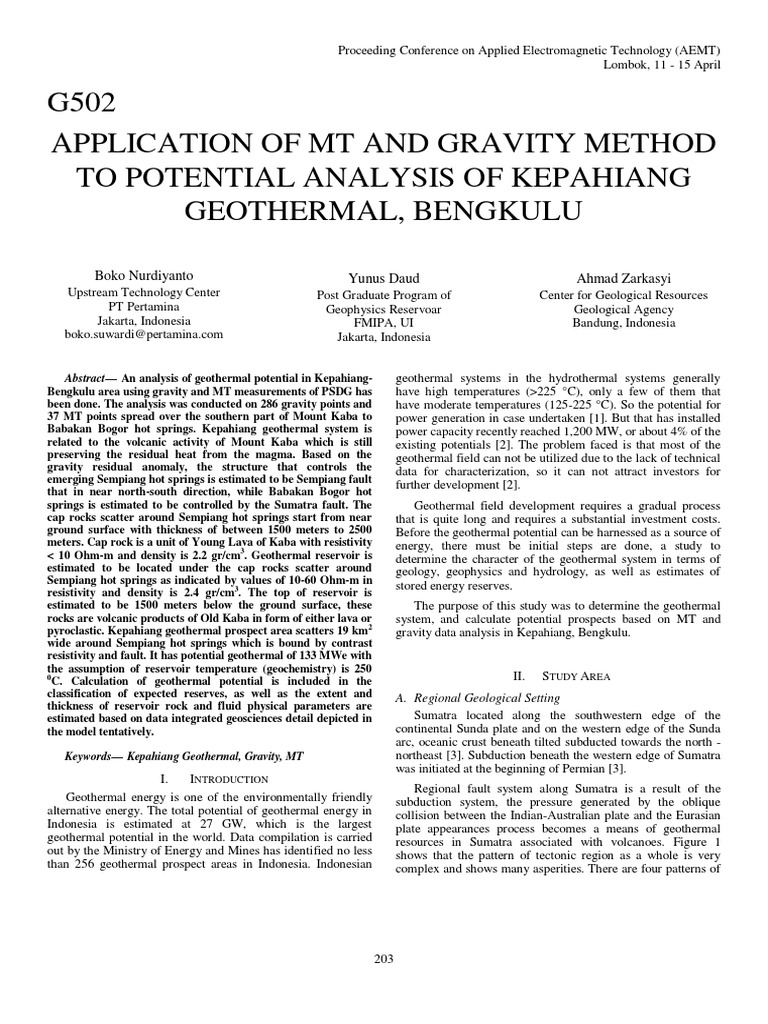 Application of MT and Gravity Method Geothermal in Kepahayang | PDF ...