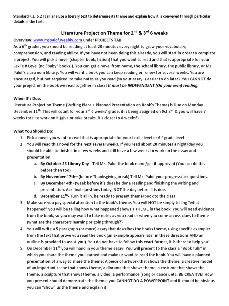 Project Directions 17-18 | PDF | Essays | Paragraph