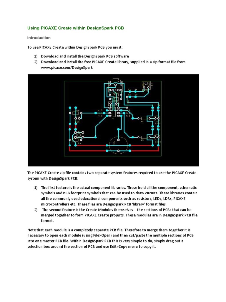 Using Picaxe Create Within Designspark PCB | PDF