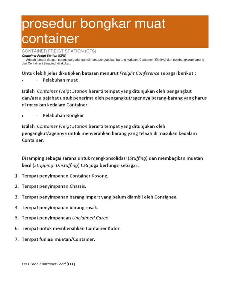 Prosedur Bongkar Muat Container | PDF