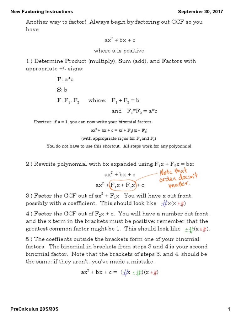 Factoring Quadratics: Step-by-Step Guide | PDF