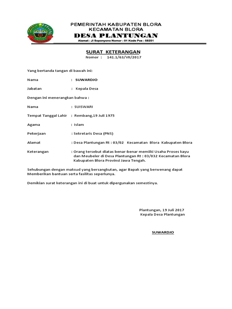 Surat Keterangan Desa 1 | PDF