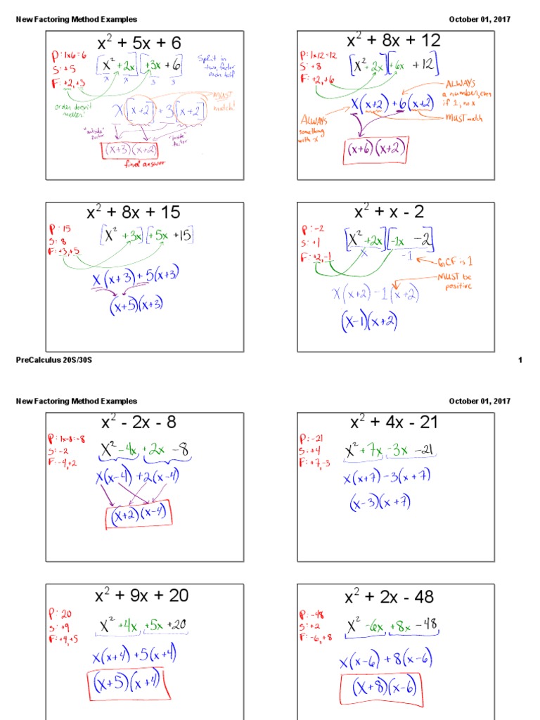 New PreCalculus Factoring Examples | PDF | Teaching Methods & Materials