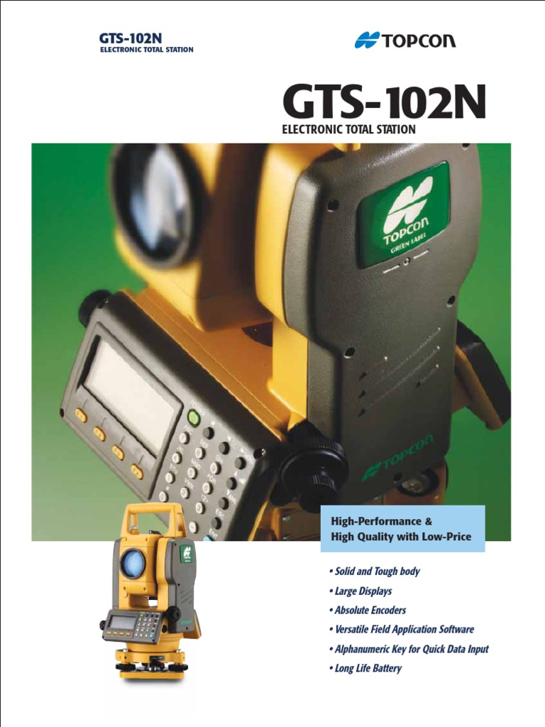 Spesifikasi Detail & Jual Total Station Topcon GTS-102N (081297551995 ...