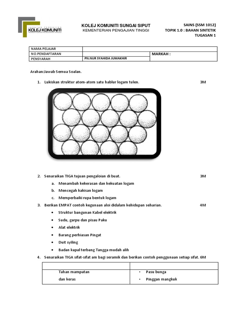 Skema Tugasan 1 Bahan Sintetik | PDF