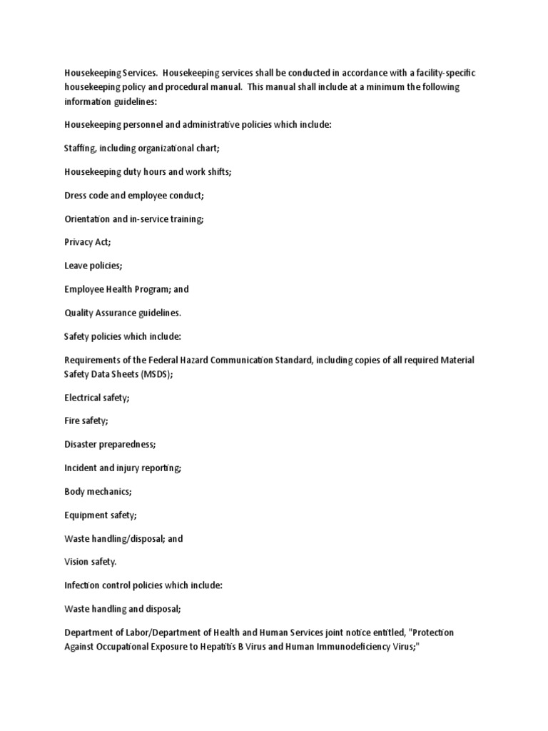 Housekeeping IHS Manual | Download Free PDF | Housekeeping | Infection ...