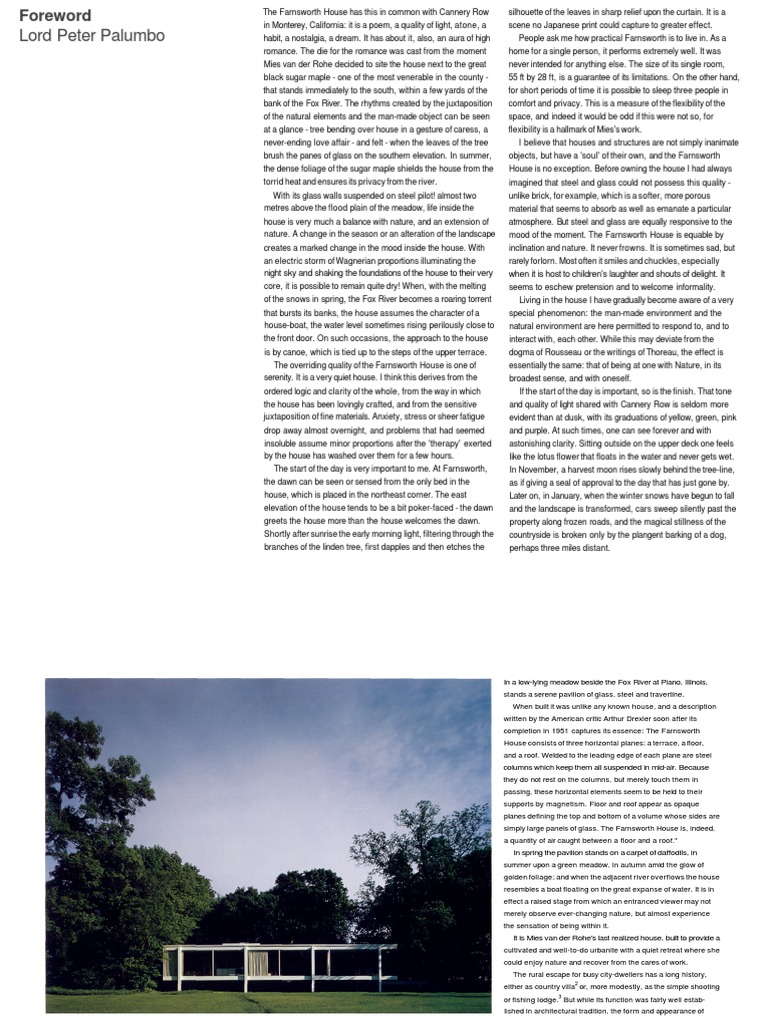 Mies Van Der Rohe - Farnsworth House PDF | PDF | Nature