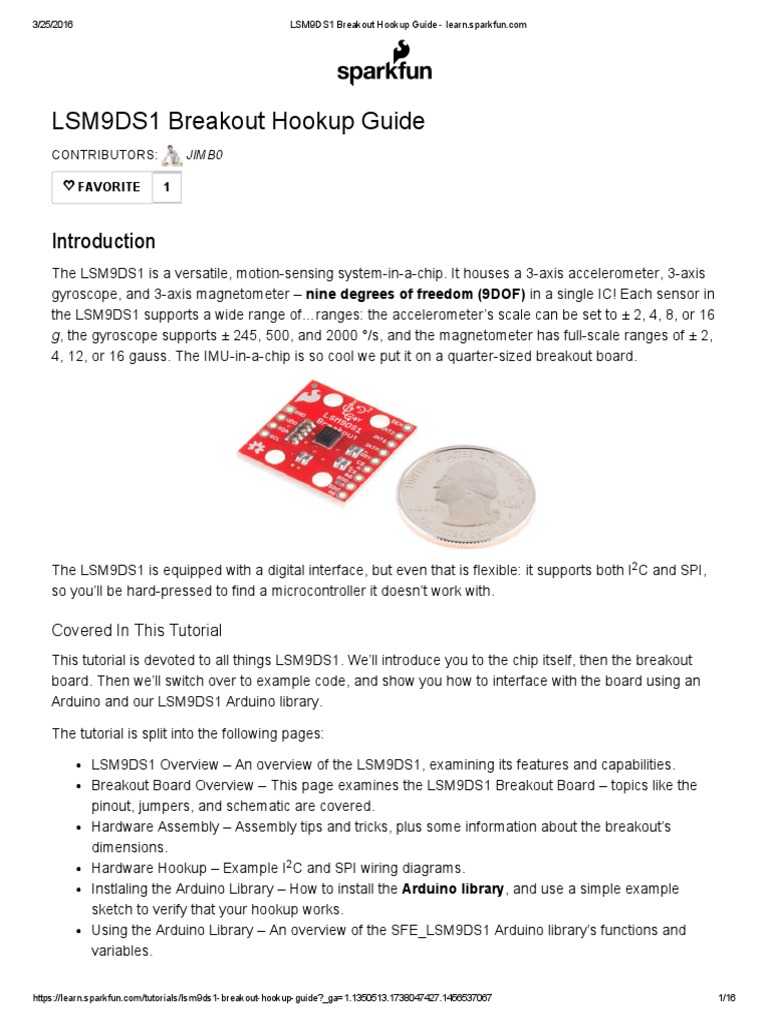 LSM9DS1 Breakout Hookup Guide - Learn - Sparkfun PDF | PDF | Electrical Connector | Arduino