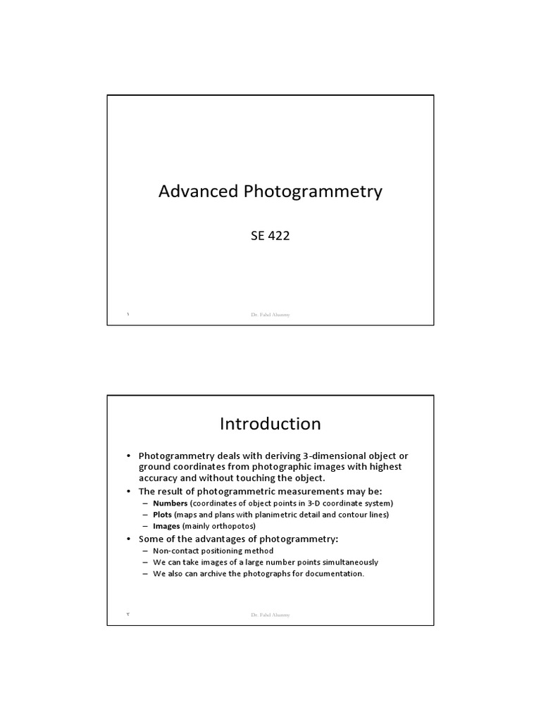Advanced Photogrammetry | PDF | Cartesian Coordinate System ...