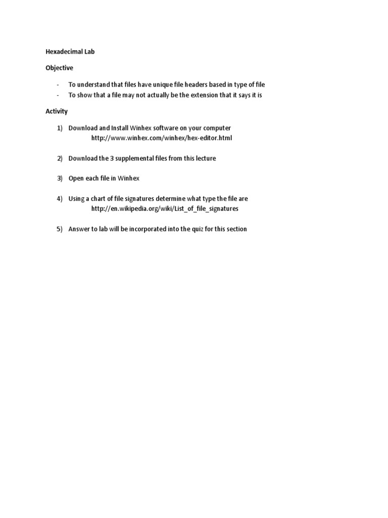 Hexadecimal Lab Objective | PDF | Computers