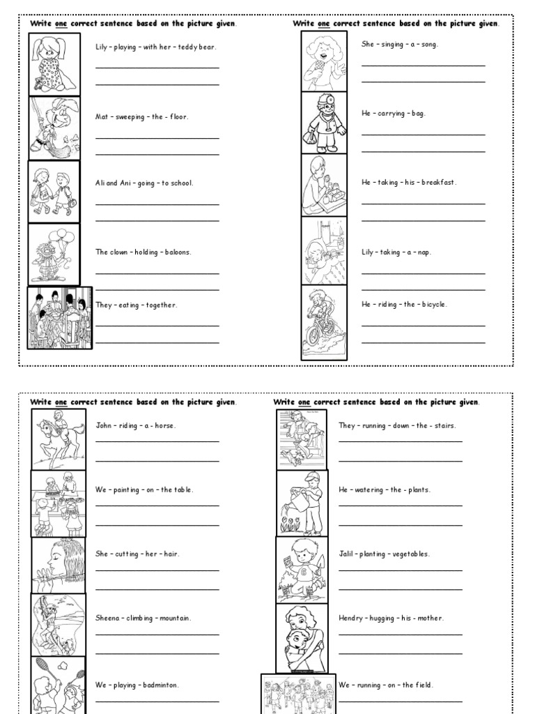 Write One Correct Sentence Based On The Picture Given. Write One ...