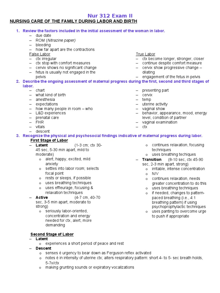 Exam II Review | PDF | Childbirth | Pelvis