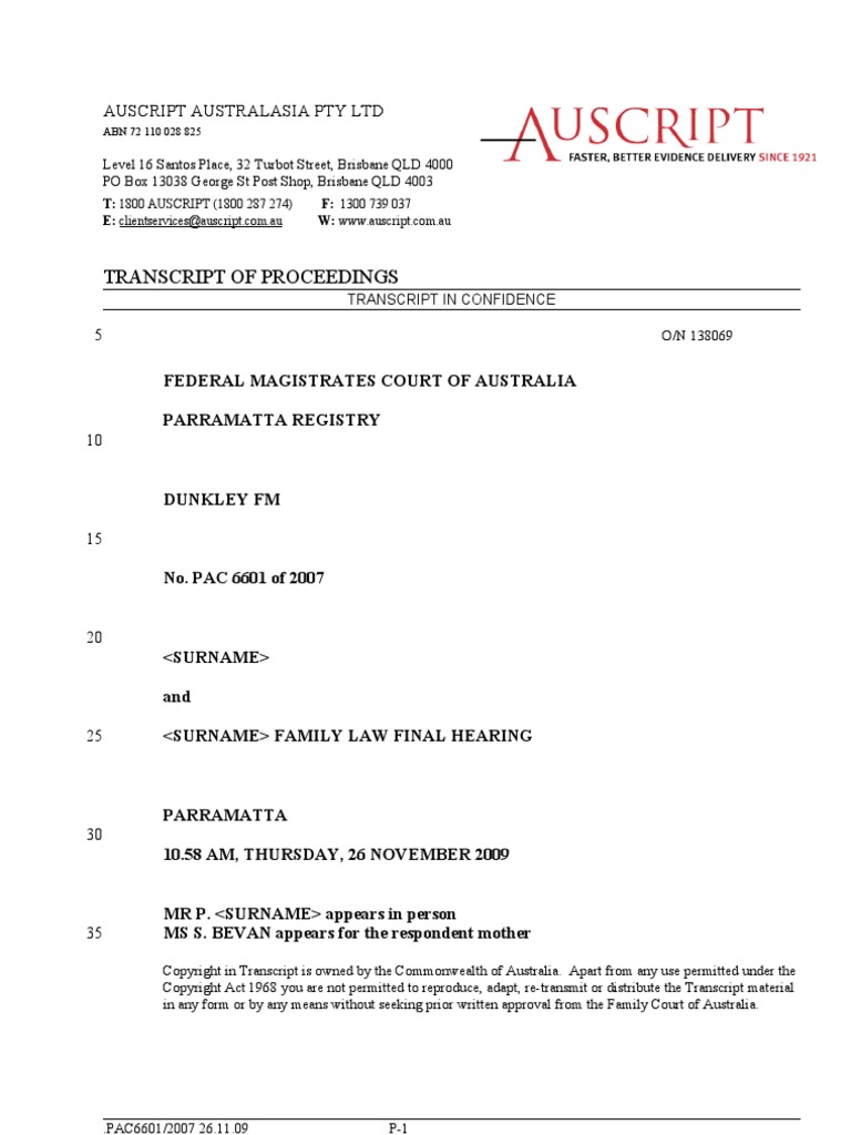 Transcript of Proceedings: Auscript Australasia Pty LTD | PDF | Judge ...